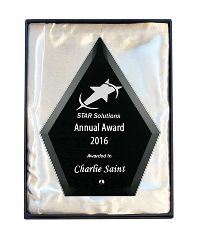 Laser Glass Arrowhead-Black - Territory Trophies and Precision Engraving